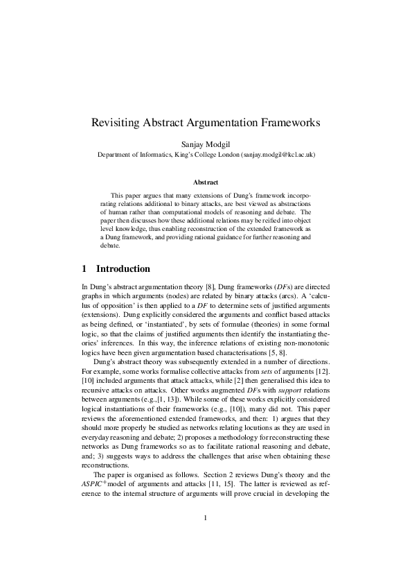 (PDF) Revisiting Abstract Argumentation Frameworks