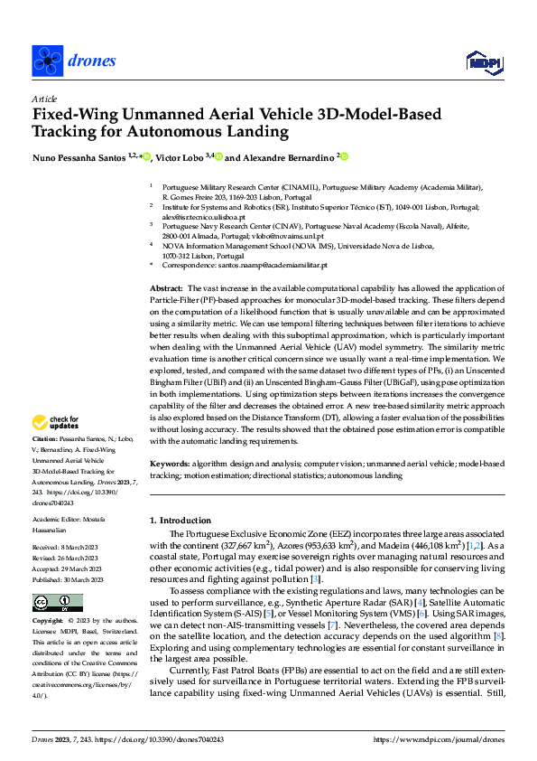 Pdf Fixed Wing Unmanned Aerial Vehicle 3d Model Based Tracking For Autonomous Landing