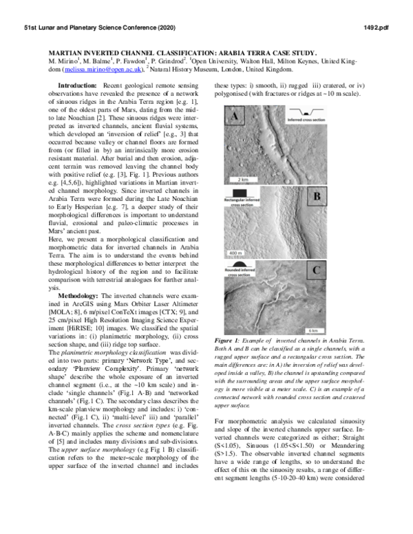 (PDF) Martian Inverted Channel Classification: Arabia Terra Case Study