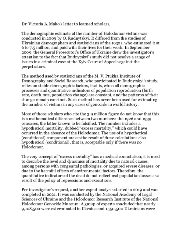 (DOC) National Holodomor Genocide Museum director REINSTATED