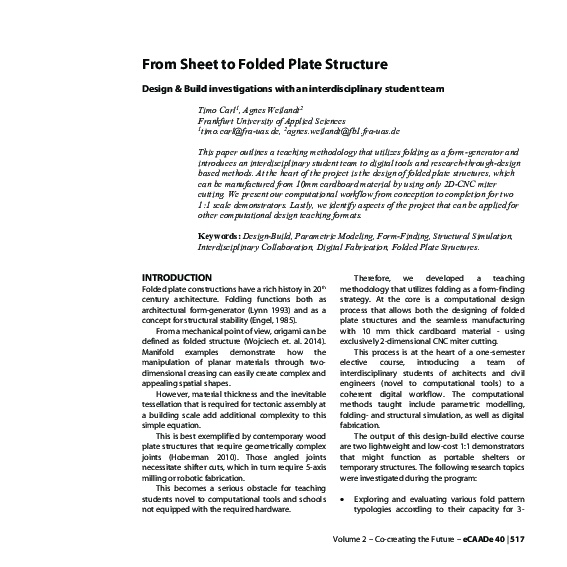 (PDF) From Sheet to Folded Plate Structure - Design & build ...