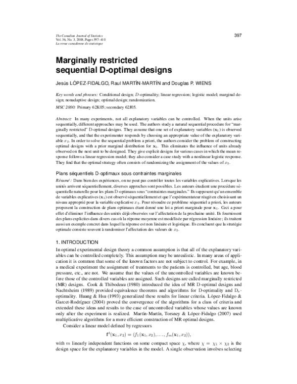 (PDF) Marginally restricted sequential D-optimal designs