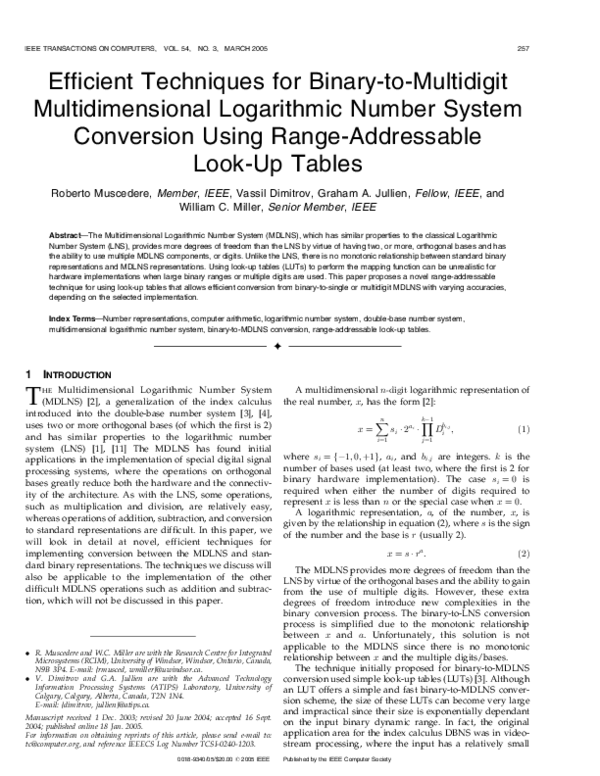 (PDF) Efficient techniques for binary-to-multidigit multidimensional ...