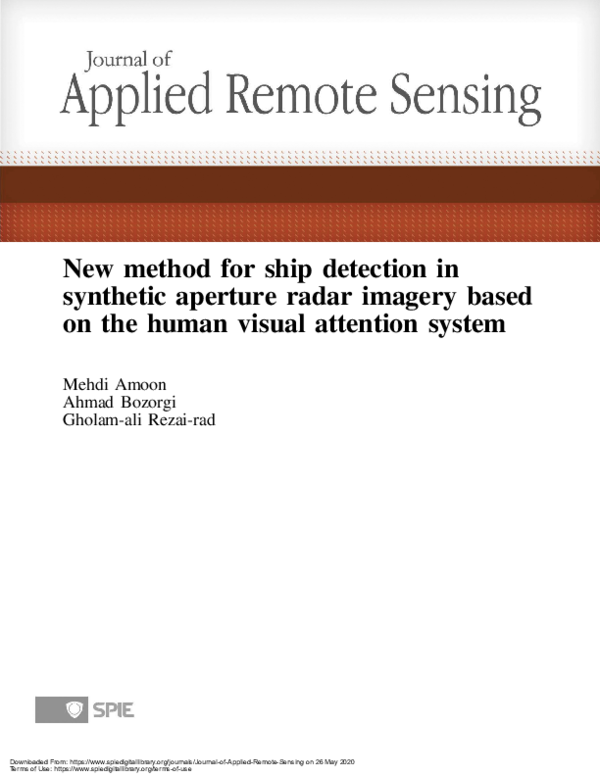 Pdf New Method For Ship Detection In Synthetic Aperture Radar Imagery