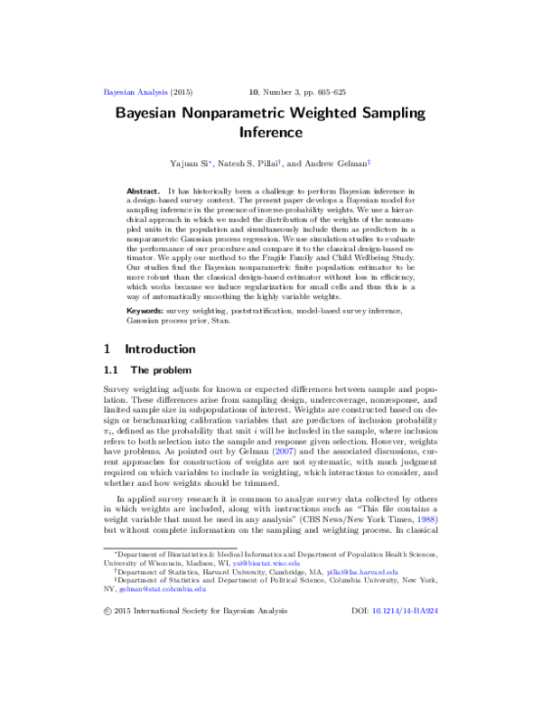 (PDF) Bayesian Nonparametric Weighted Sampling Inference