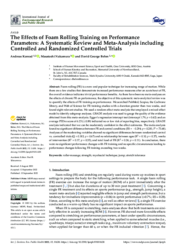 (PDF) The Effects of Foam Rolling Training on Performance Parameters: A Systematic Review and ...