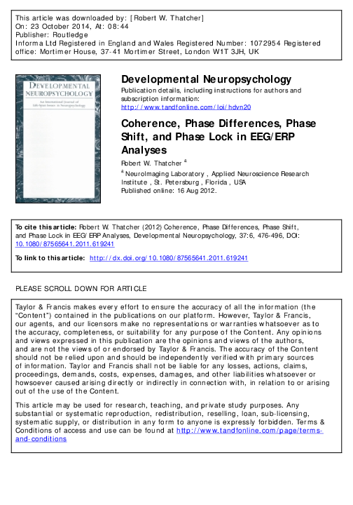 (PDF) Coherence, Phase Differences, Phase Shift, and Phase Lock in EEG/ERP Analyses