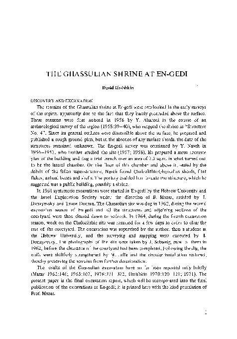 (PDF) The Ghassulian Shrine at En-Gedi