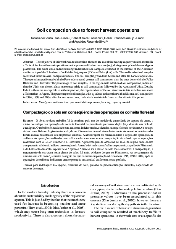 (PDF) Soil compaction due to forest harvest operations