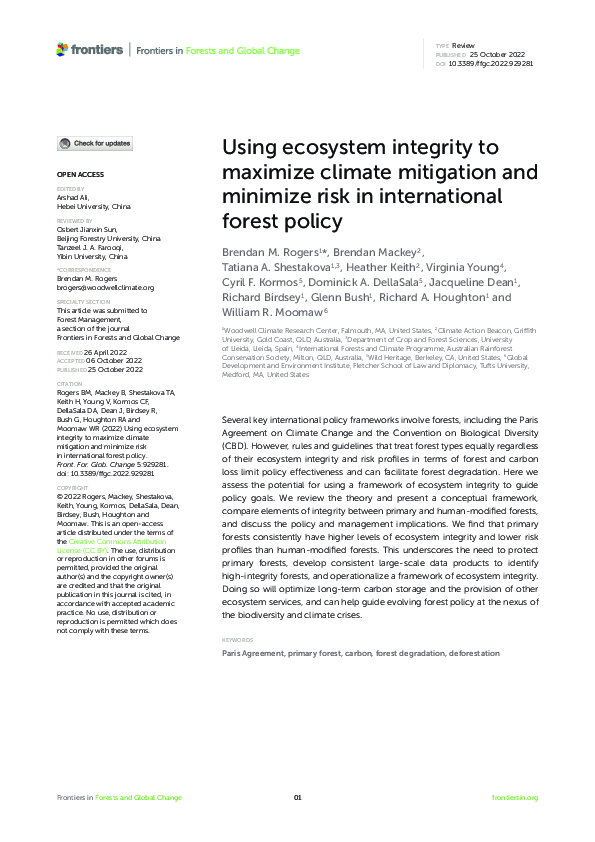 (PDF) Using ecosystem integrity to maximize climate mitigation and ...