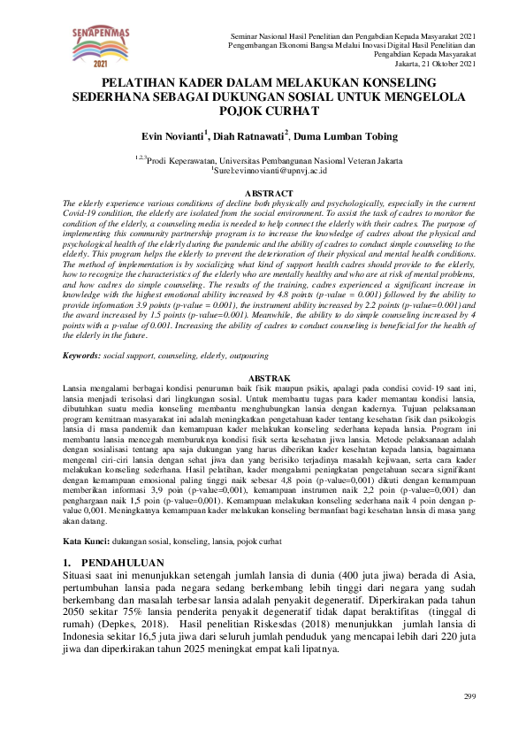 (PDF) Pelatihan Kader Dalam Melakukan Konseling Sederhana Sebagai ...