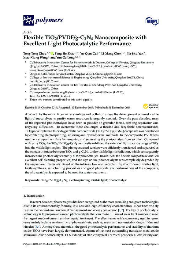 (PDF) Flexible TiO2/PVDF/g-C3N4 Nanocomposite with Excellent Light ...