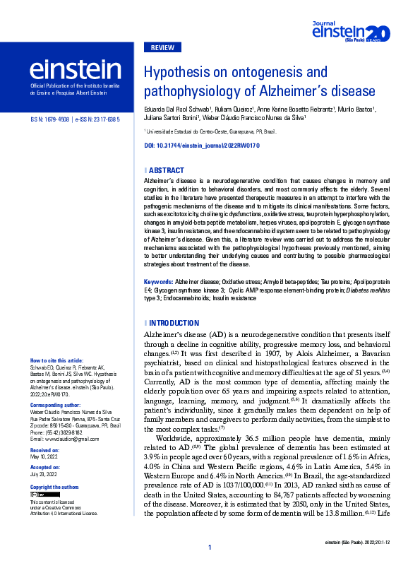 (PDF) Hypothesis on ontogenesis and pathophysiology of Alzheimer’s disease
