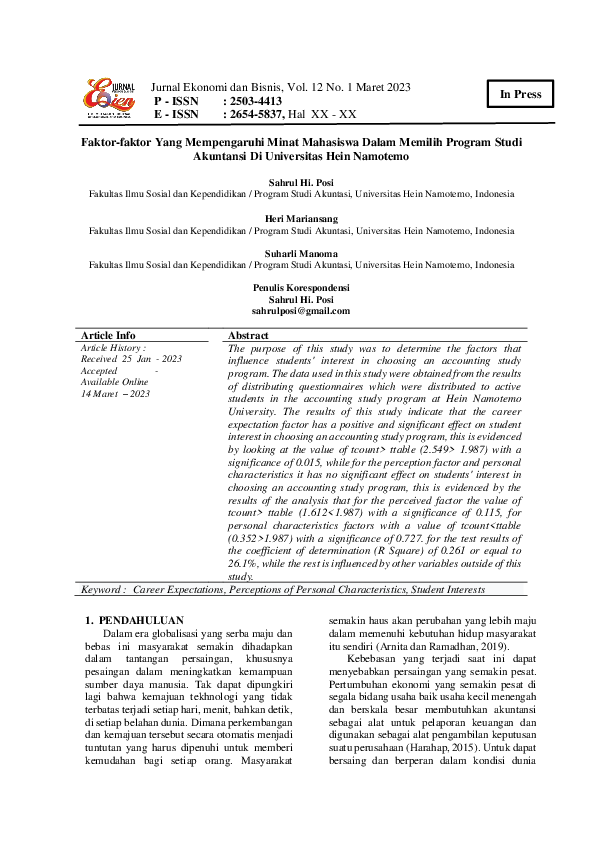 (PDF) Faktor-Faktor Yang Mempengaruhi Minat Mahasiswa Akuntansi Berkarir Sebagai Akuntan Publik ...