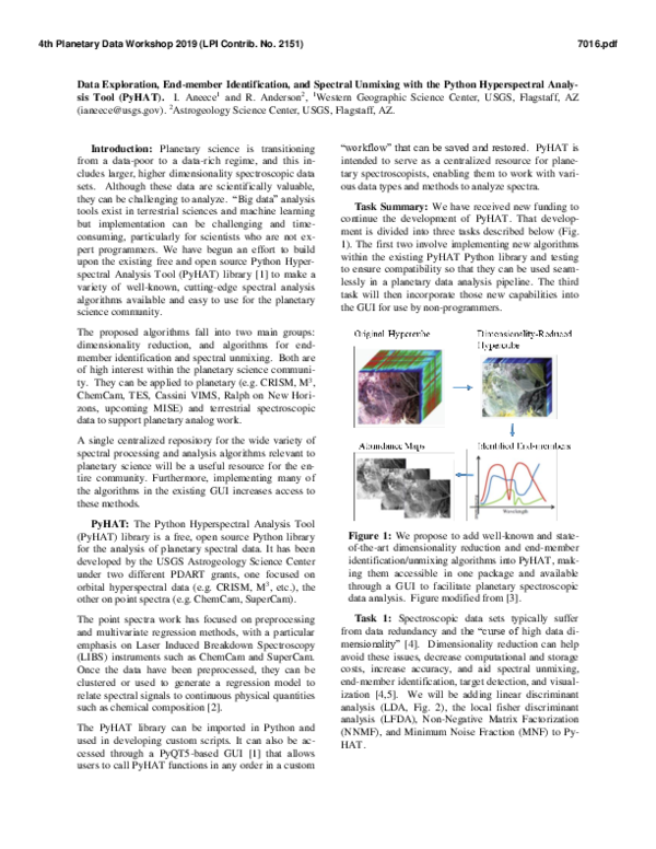 (PDF) Data Exploration , End-member Identification , and Spectral ...