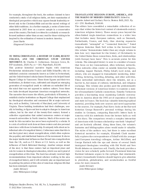 (PDF) Transatlantic Religion