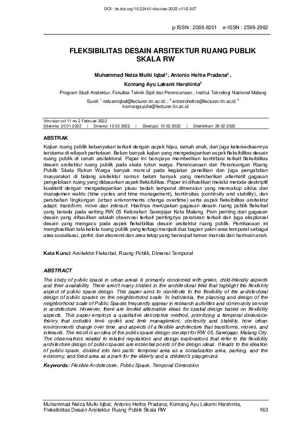 Fleksibilitas Desain Arsitektur Ruang Publik Skala RW