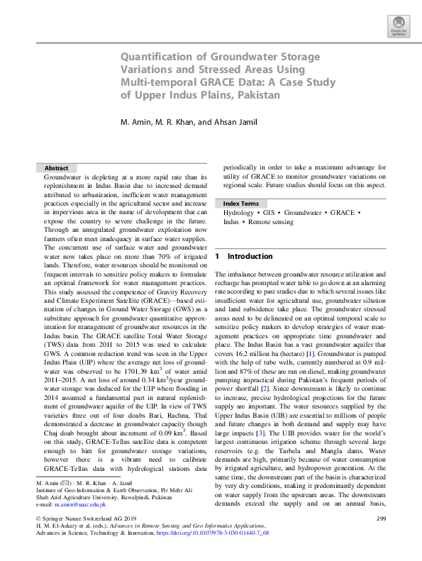 (PDF) Quantification of Groundwater Storage Variations and Stressed Areas Using Multi-temporal ...
