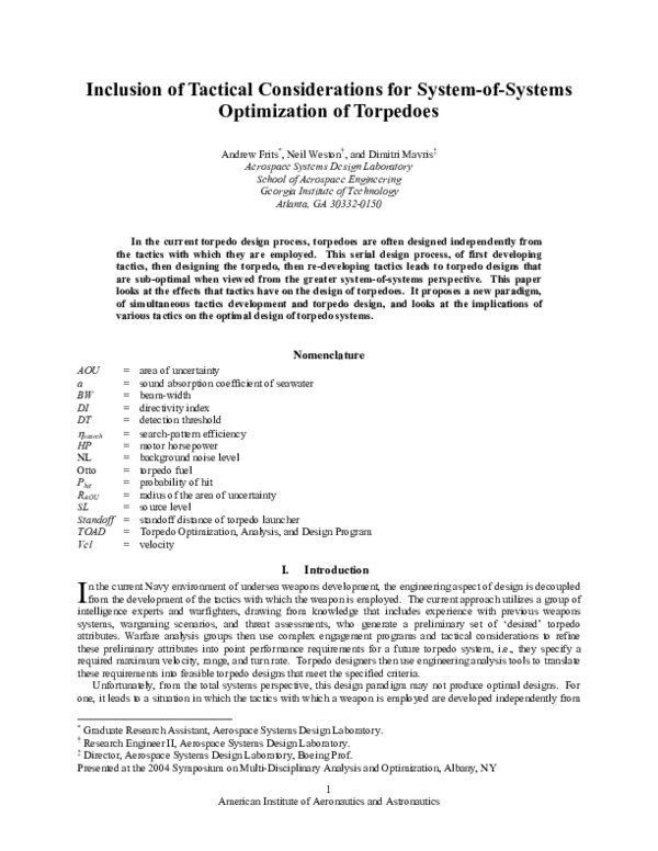 (PDF) Inclusion of Tactical Considerations for System-of-Systems ...