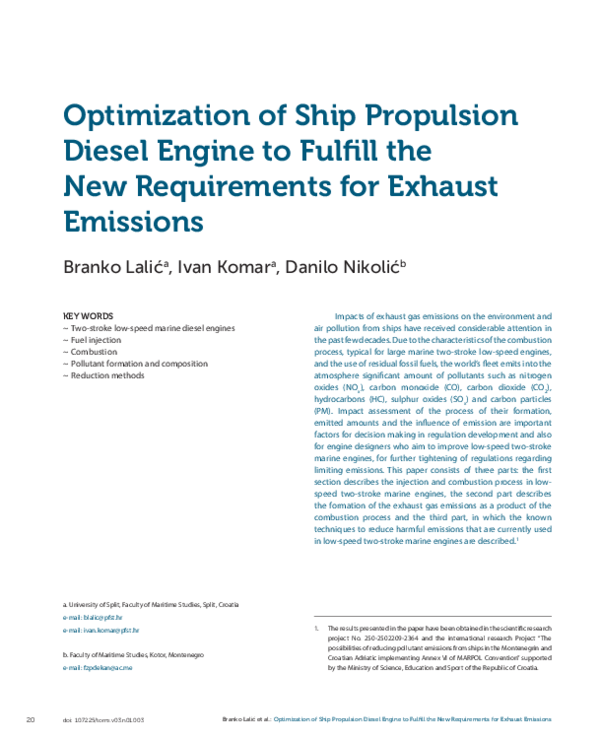 (PDF) Optimization of Ship Propulsion Diesel Engine to Fulfill the New ...
