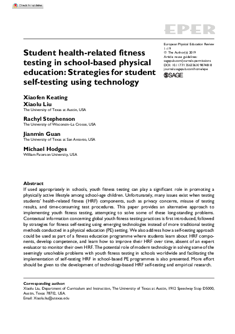 (PDF) Student health-related fitness testing in school-based physical education: Strategies for ...