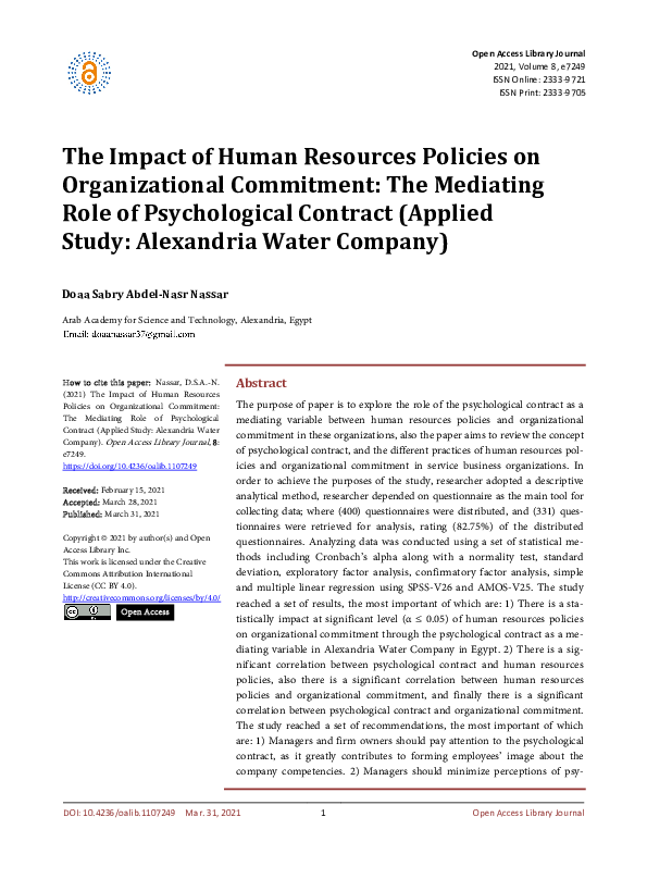 (PDF) The Impact of Human Resources Policies on Organizational ...