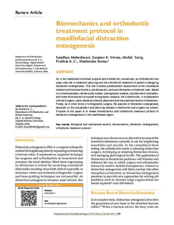 (PDF) Biomechanics and orthodontic treatment protocol in maxillofacial ...