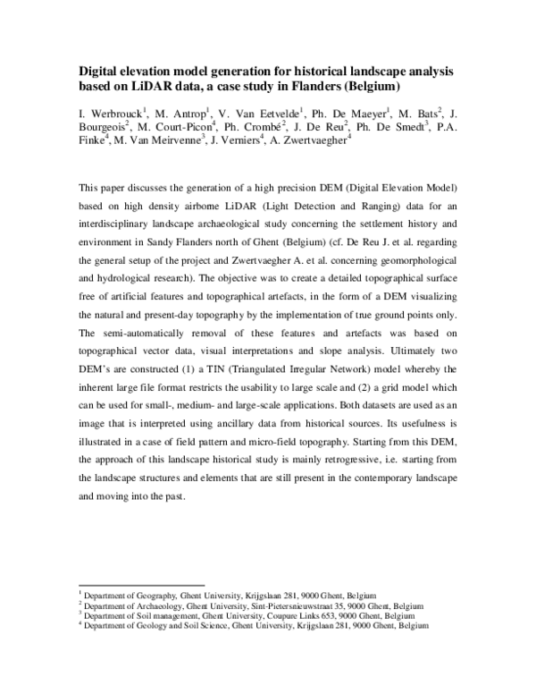 (PDF) Digital Elevation Model generation for historical landscape analysis based on LiDAR data ...