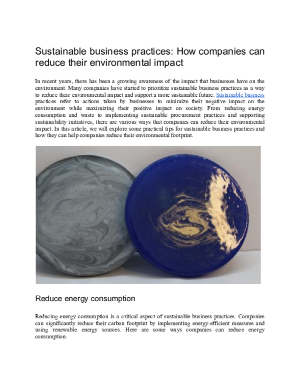 (PDF) Sustainable business practices: How companies can reduce their ...