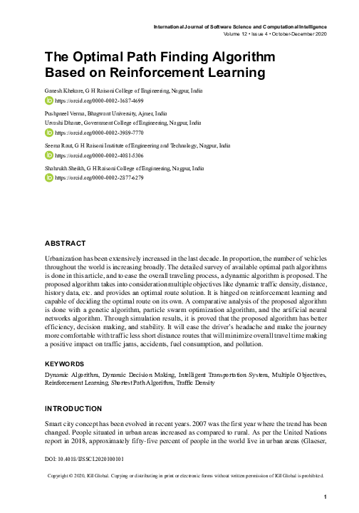 Pdf The Optimal Path Finding Algorithm Based On Reinforcement Learning