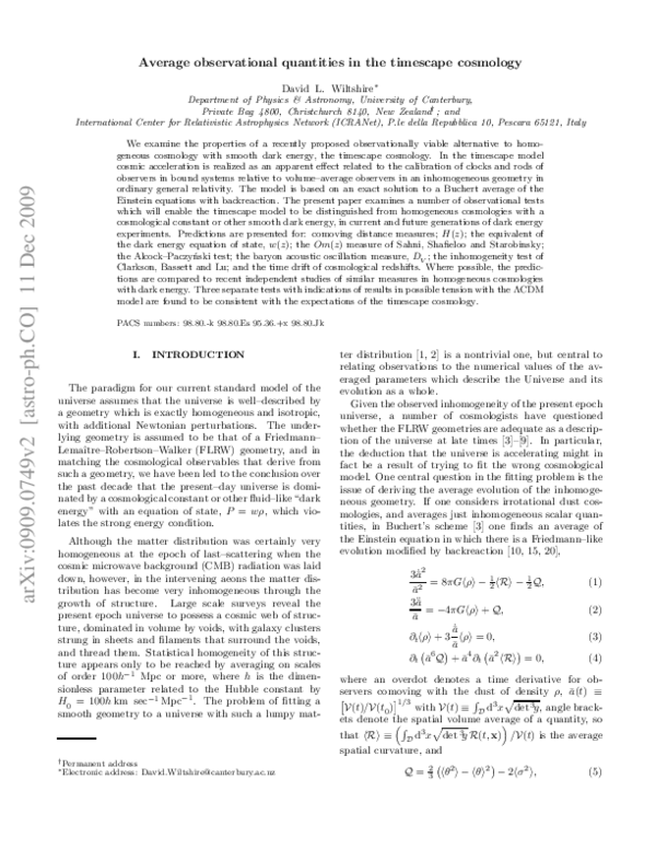(PDF) Average observational quantities in the timescape cosmology