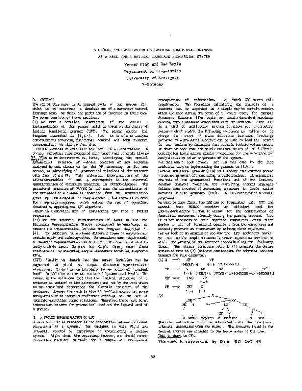 Pdf Lexical Functional Grammar In Prolog For Nlp