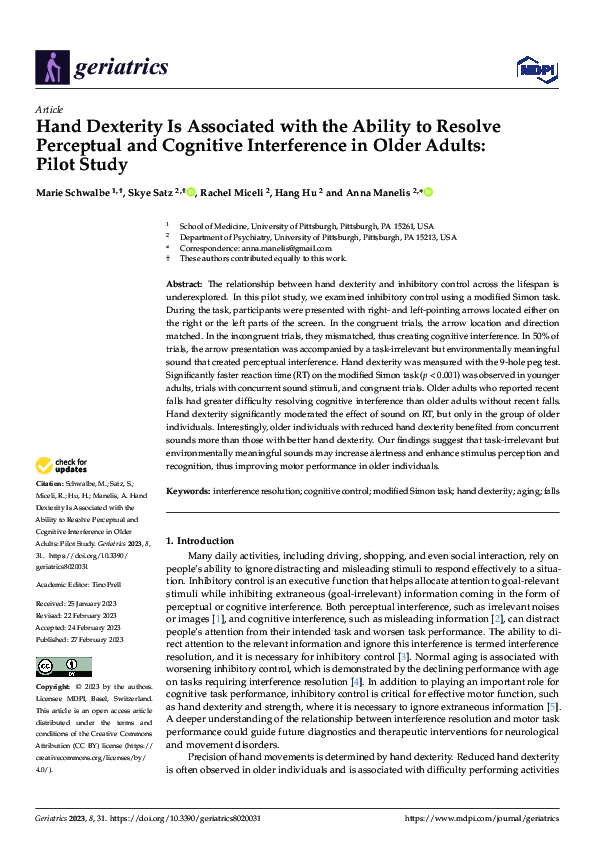 (PDF) Hand Dexterity Is Associated with the Ability to Resolve ...