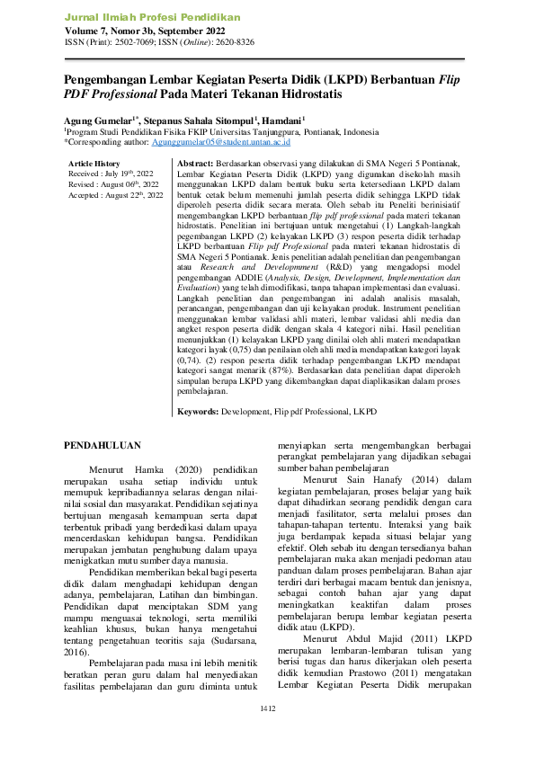 (PDF) Pengembangan Lembar Kegiatan Peserta Didik (LKPD) Berbantuan Flip PDF Professional Pada ...