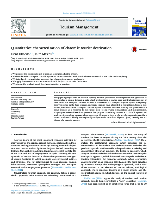 (PDF) Quantitative characterization of chaordic tourist destination ... (PDF) Quantitative characterization of chaordic tourist destination ...