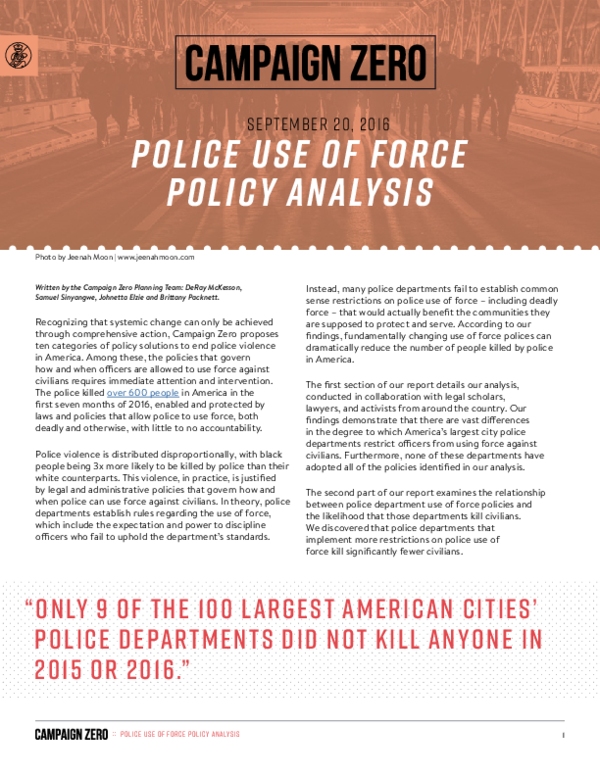 (PDF) Police Use of Force Policy Analysis