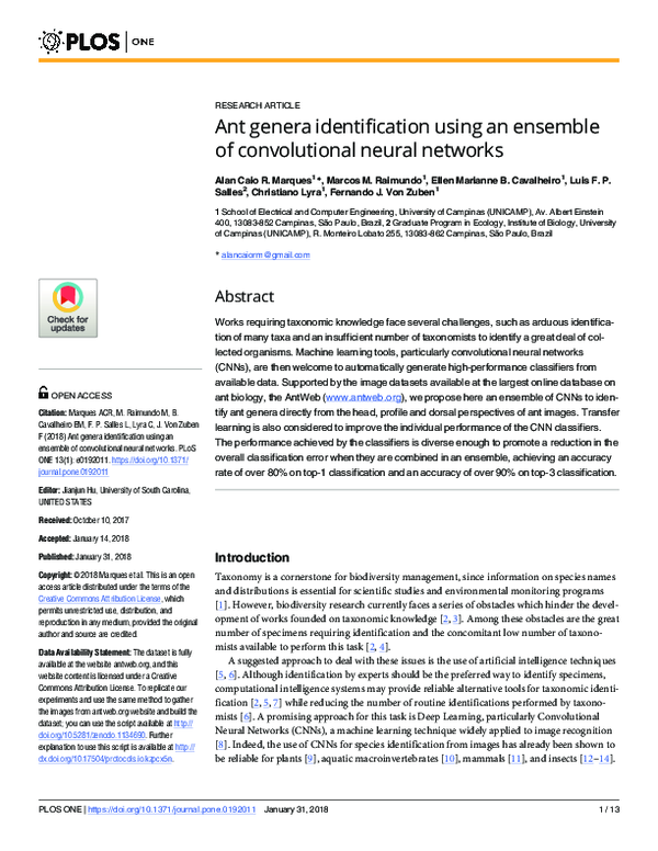 (PDF) Ant genera identification using an ensemble of convolutional neural networks