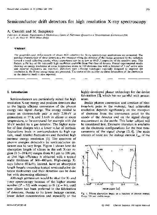 (PDF) Semiconductor drift detectors for high resolution X-ray spectroscopy