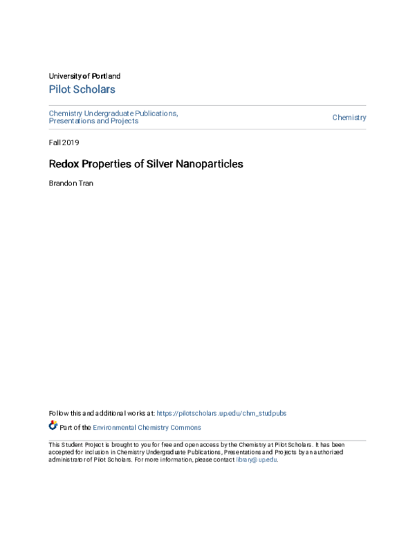 (PDF) Redox Properties of Silver Nanoparticles