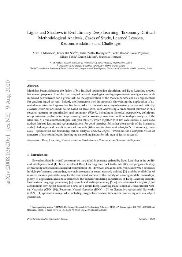 (PDF) Lights and shadows in Evolutionary Deep Learning: Taxonomy, critical methodological ...