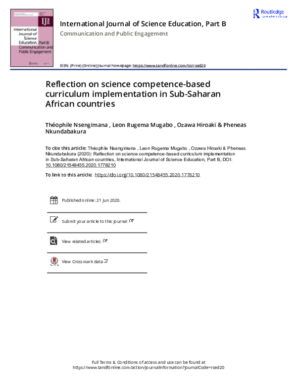 (PDF) Reflection on science competence-based curriculum implementation ...