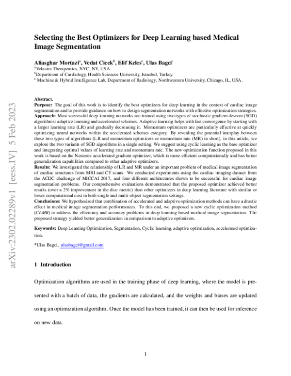 (PDF) Selecting the Best Optimizers for Deep Learning based Medical ...