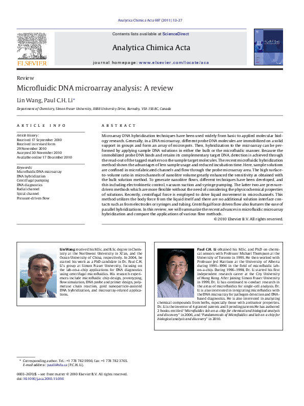 (PDF) Microfluidic DNA microarray analysis: A review