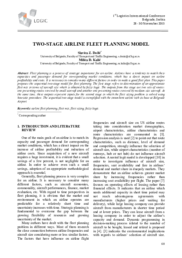 (PDF) Three-stage airline fleet planning model