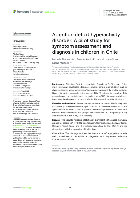 (PDF) Attention deficit hyperactivity disorder: A pilot study for symptom assessment and ...