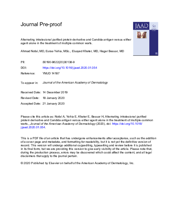 (PDF) Alternating intralesional purified protein derivative and Candida ...