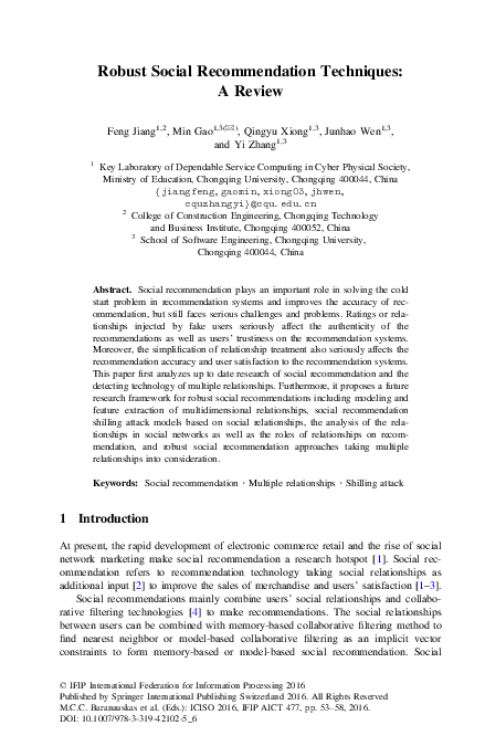 (PDF) Robust Social Recommendation Techniques: A Review