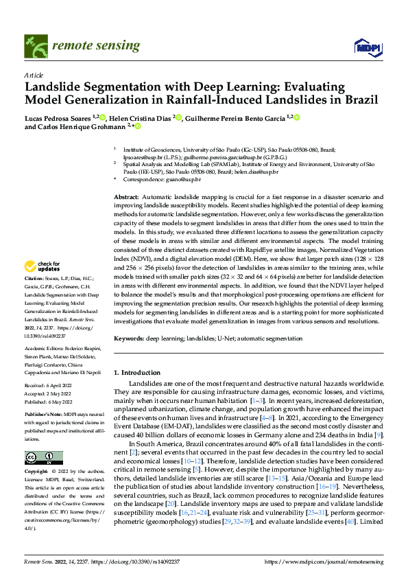Pdf Landslide Segmentation With Deep Learning Evaluating Model Generalization In Rainfall