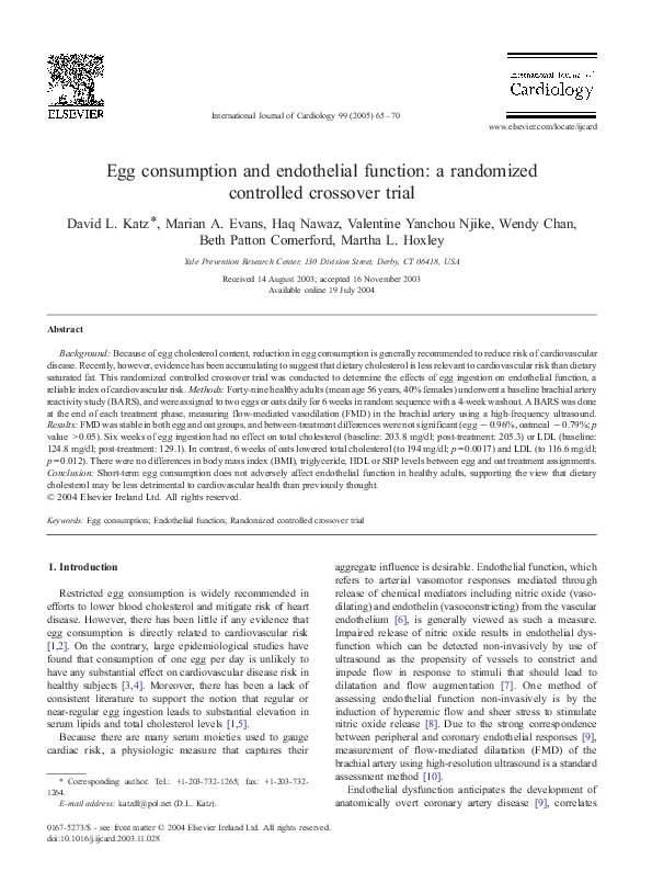 (PDF) Egg consumption and endothelial function: a randomized controlled ...