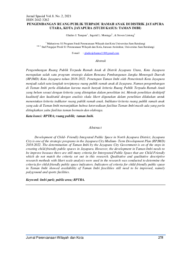 (PDF) Pengembangan Ruang Publik Terpadu Ramah Anak DI Distrik Jayapura ...